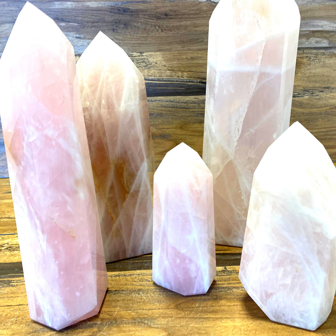 Wholesale Rose Quartz Polished Pillars 8-12" | Crystal Joys Wholesale